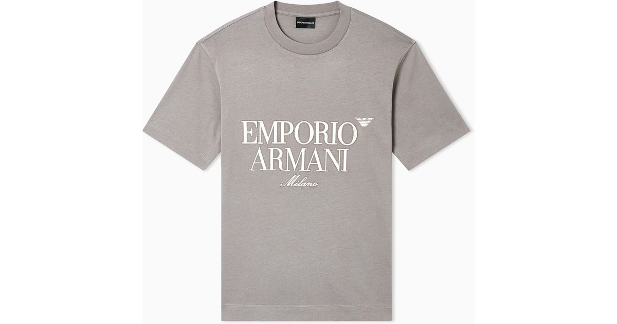 Emporio Armani Heavy Jersey T-Shirt With Embossed Logo Embroidery in ...