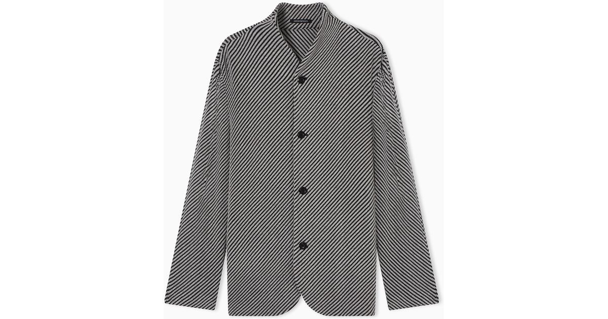 Emporio Armani Icon Guru-Collar Jacket in Grey for Men | Lyst UK