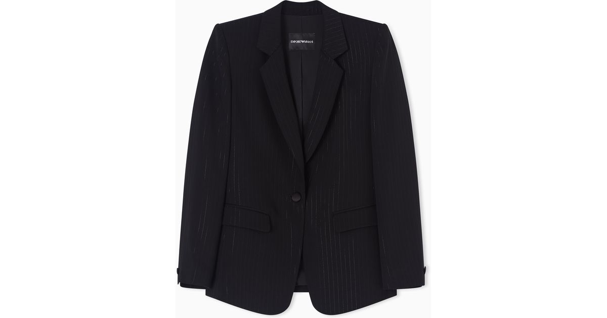 Emporio Armani Single-Breasted Jacket With A Lurex Pinstriped Motif in ...