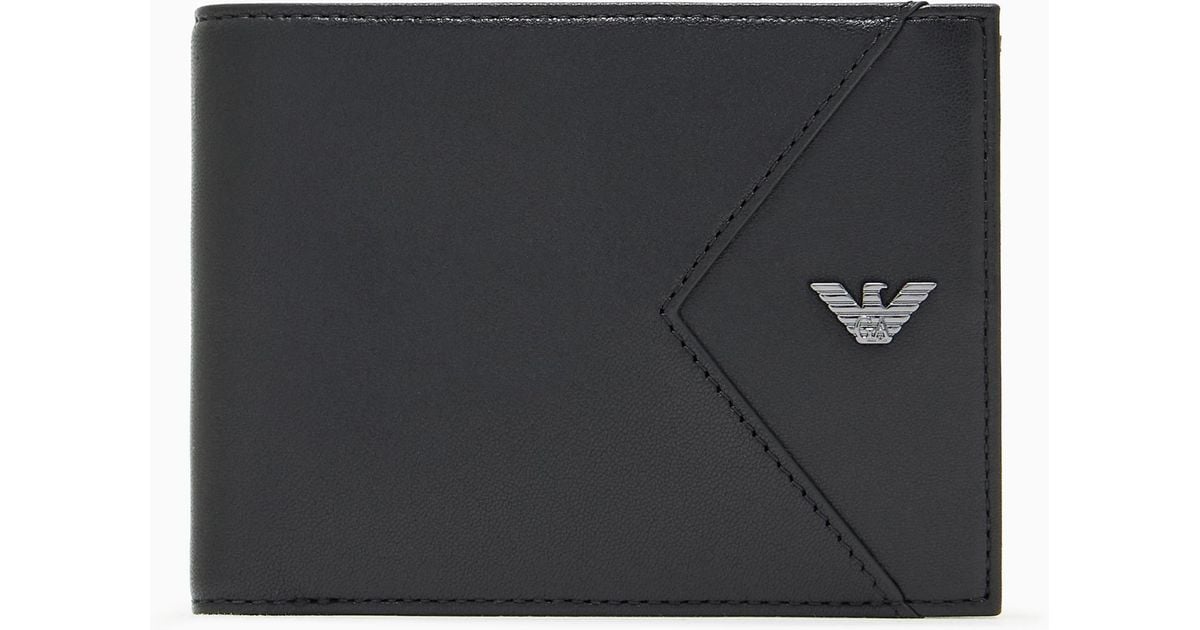 Emporio Armani Nappa Leather Bifold Wallet With Geometric Detail in ...
