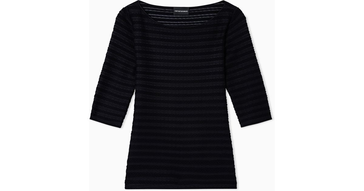 Emporio Armani Jumper With Three-Quarter Length Sleeves in Black | Lyst
