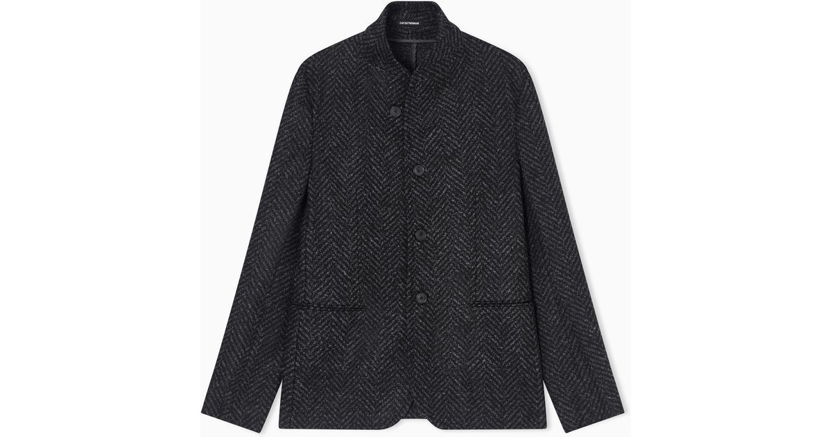 Emporio Armani Guru-Collar Jacket in Blue for Men | Lyst UK