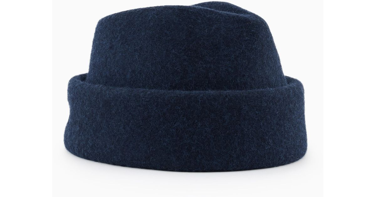 Emporio Armani Wool Cloth Sailor's Cap With Logo Embroidery in Blue for ...
