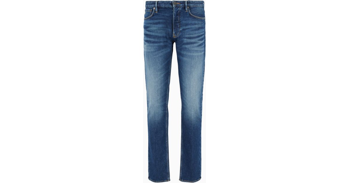 Emporio Armani J75 Slim-Fit, Stone-Washed Stretch-Denim Jeans With ...