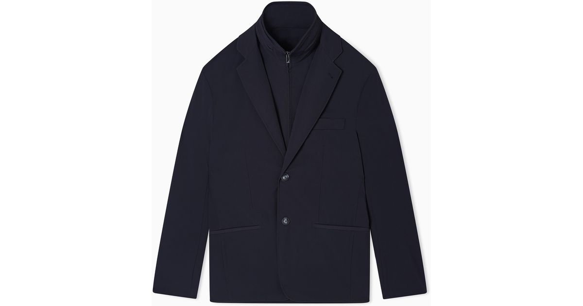 Emporio Armani Stretch-Nylon Twill Blazer With Detachable Inner Panel ...