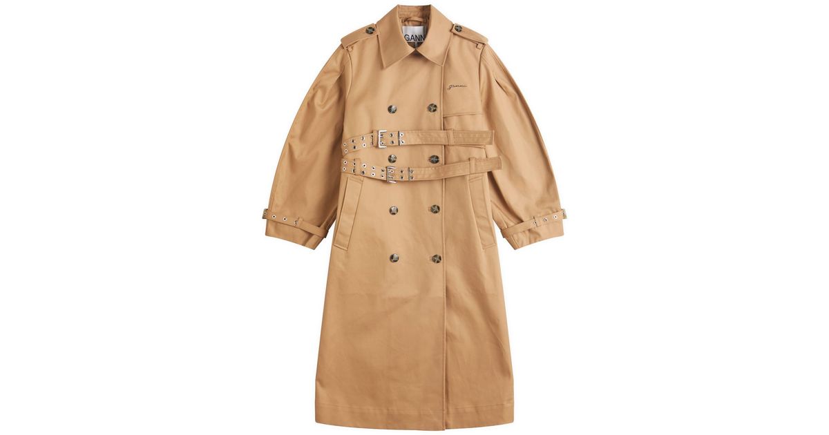 Ganni Bonded Trench Coat in Natural | Lyst