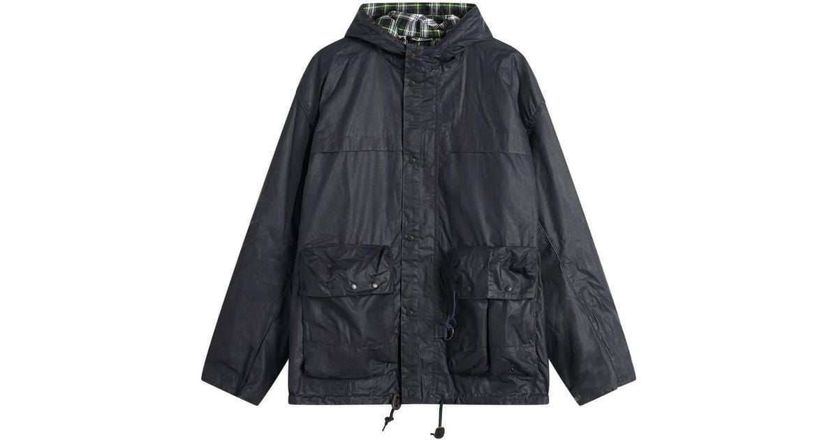 Barbour Heritage+ Modified Durham Wax Jacket in Black for Men | Lyst UK