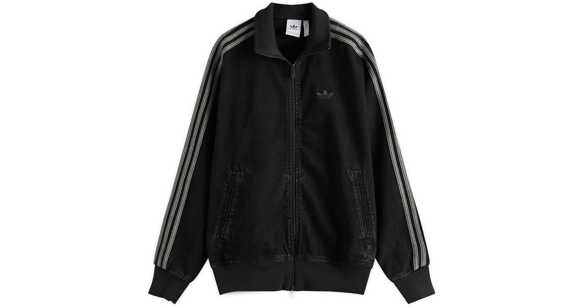 adidas Denim Firebird Track Top in Black | Lyst
