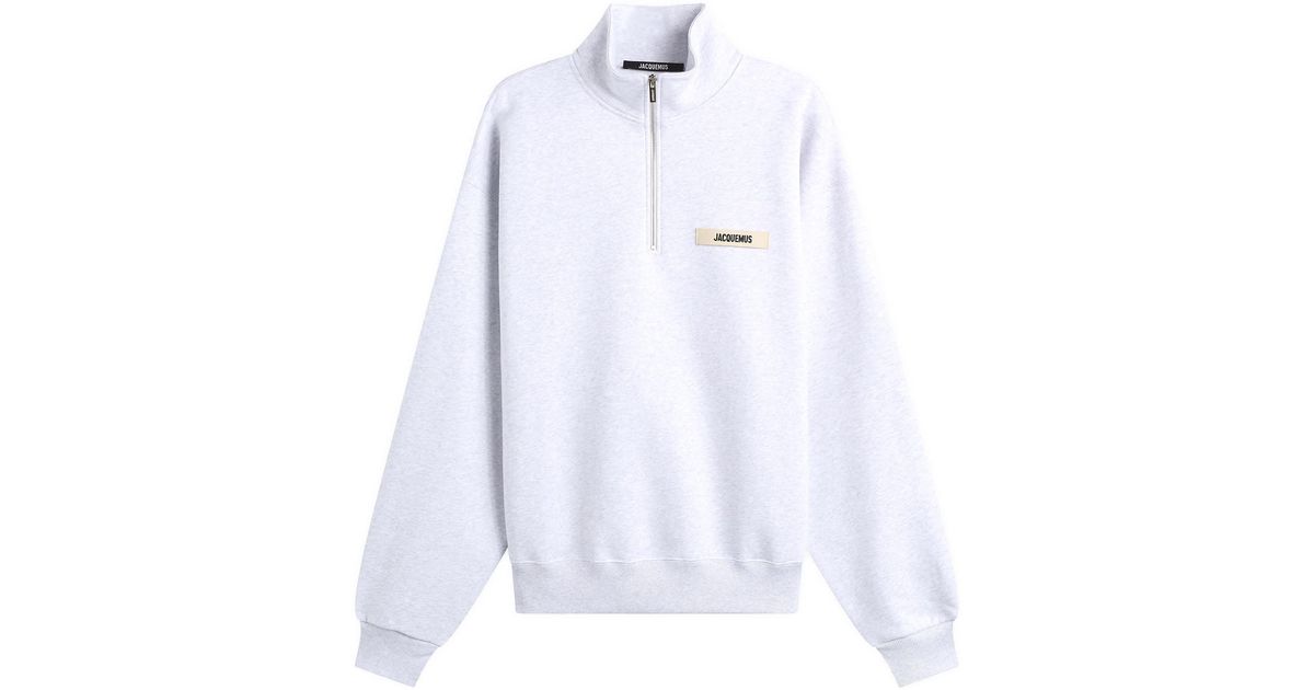 Jacquemus Grosgrain Zip Sweatshirt in White for Men | Lyst Australia