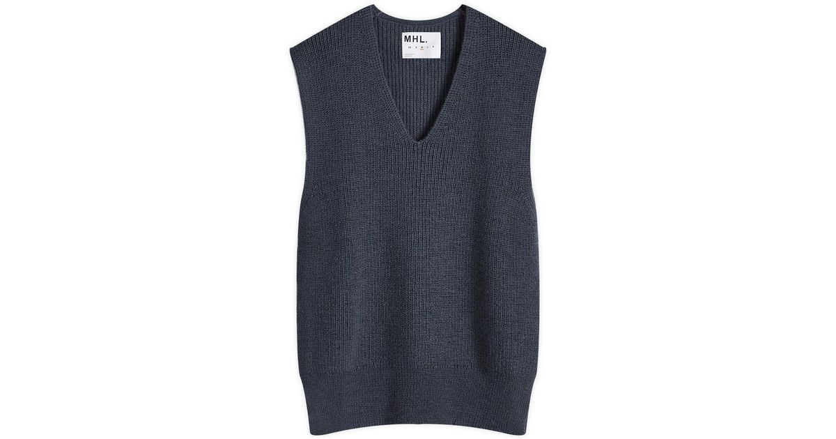 MHL by Margaret Howell Chunky Knit Slipover Vest Uniform in Blue for ...