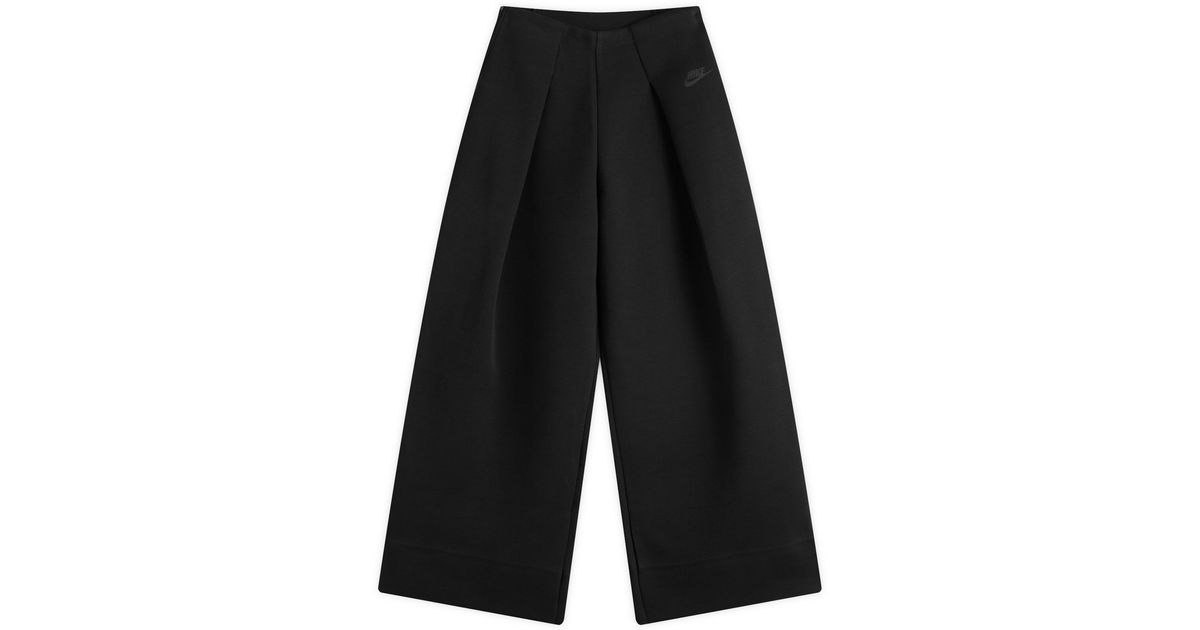 Nike Tech Fleece Pleated Wide Pant in Black | Lyst