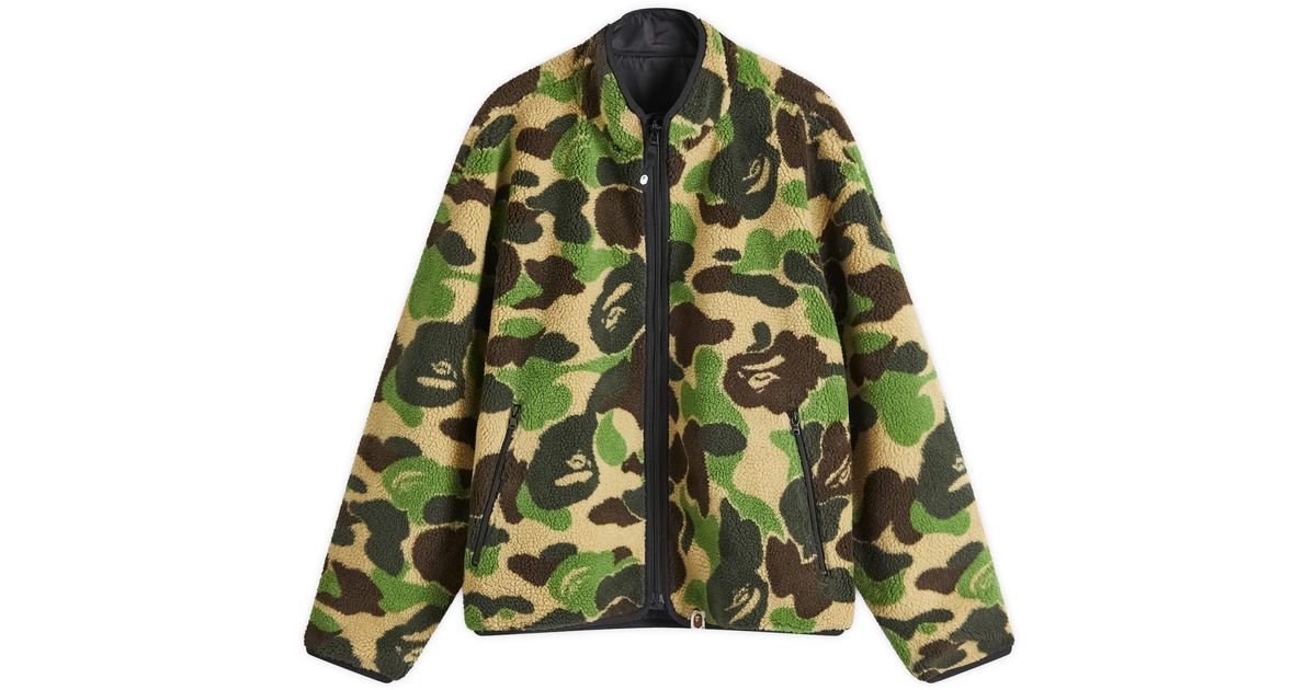 A Bathing Ape Abc Camo Boa Reversiable Jacket in Green for Men | Lyst UK