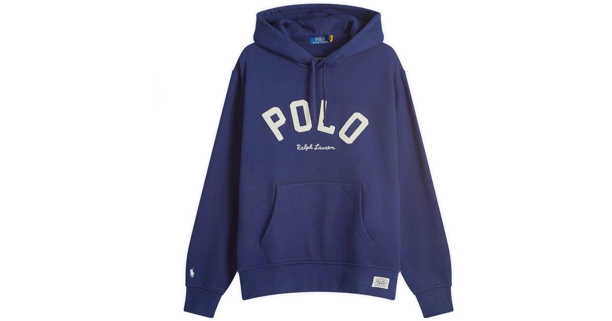 Polo Ralph Lauren College Logo Hoodie in Blue for Men | Lyst