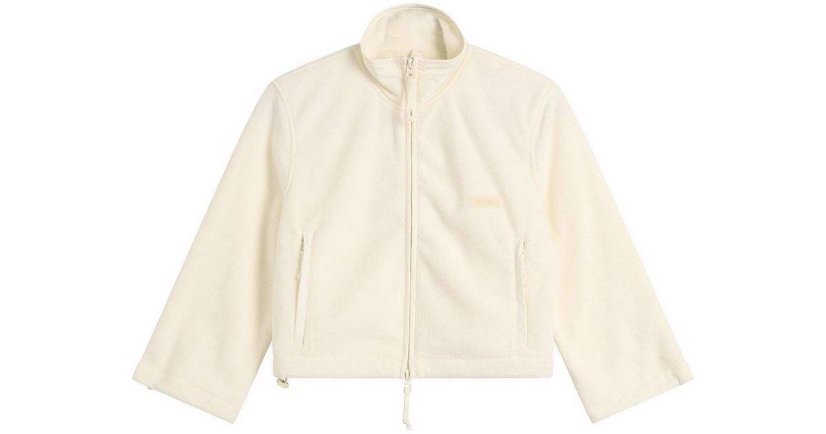 Skims Fleece Lounge Shrunken Zip Up Jacket in Natural | Lyst UK