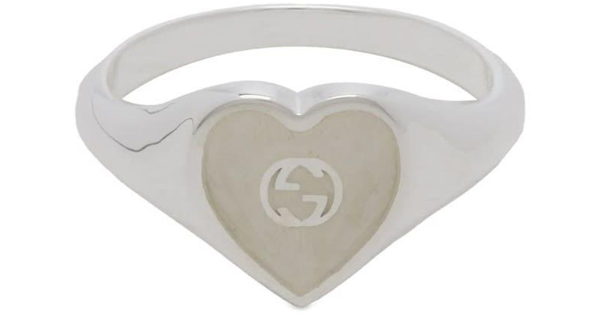 Gucci Heart Enamel Ring in Metallic | Lyst