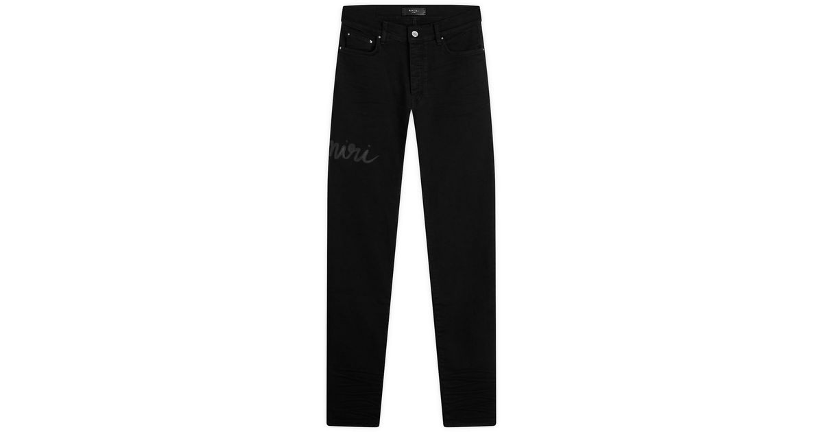 Amiri Script Logo Jeans in Black for Men | Lyst