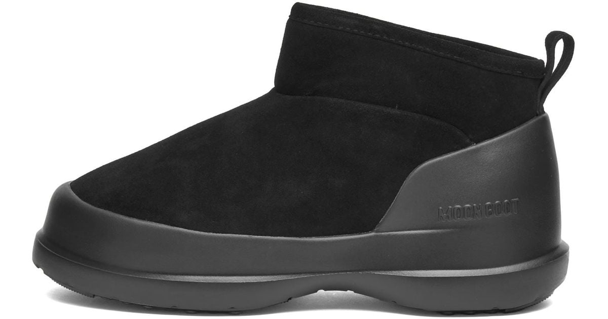 Moon Boot Luna Suede Low Boot in Black | Lyst