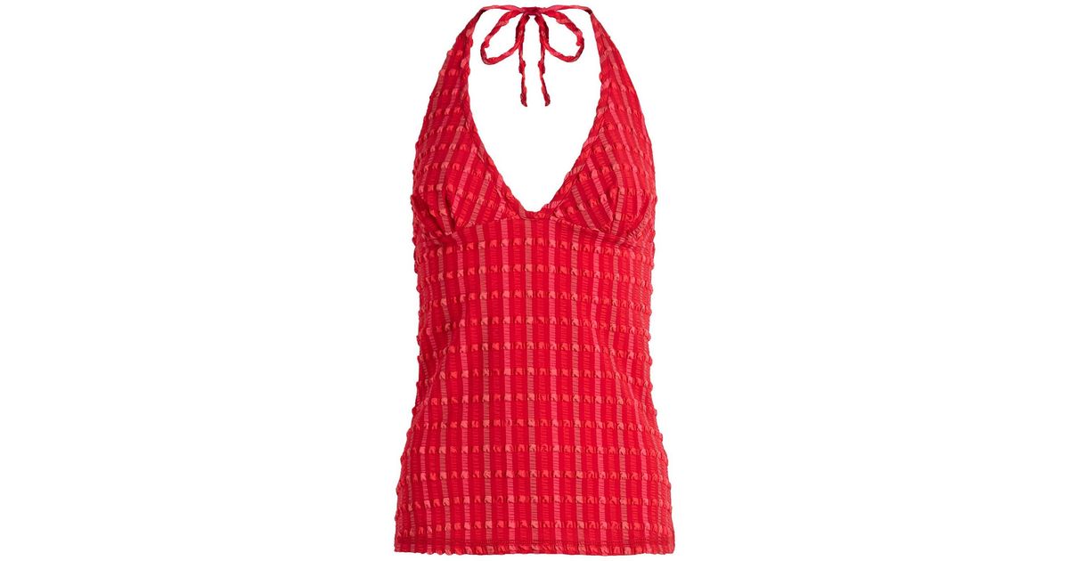 Peachy Den Cindy Halter Top in Red | Lyst