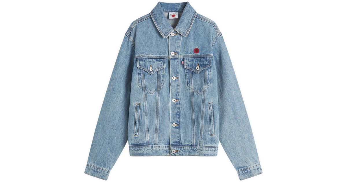 ICECREAM Check Lined Denim Trucker Jacket in Blue for Men | Lyst