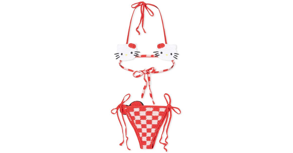 Gcds Hello Kitty Crochet Bikini in Red | Lyst