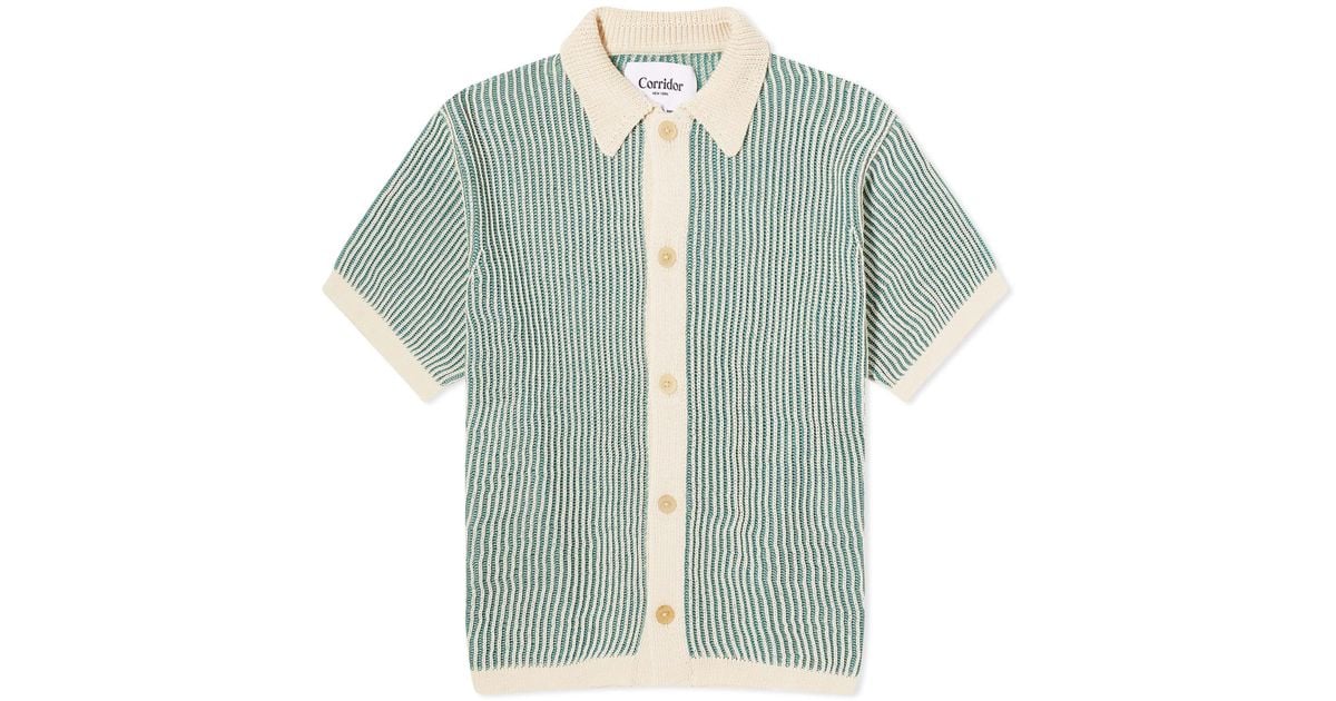 Corridor NYC Plated Knit Short Sleeve Shirt in Green for Men | Lyst