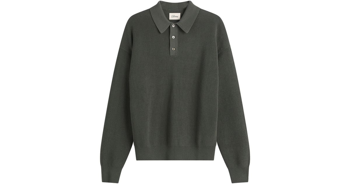 Ronning Long Sleeve Knit Polo in Green for Men | Lyst UK
