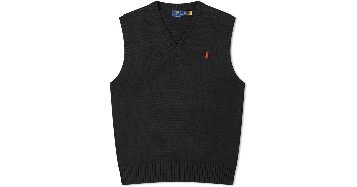 Polo Ralph Lauren Knit Vest in Black for Men | Lyst