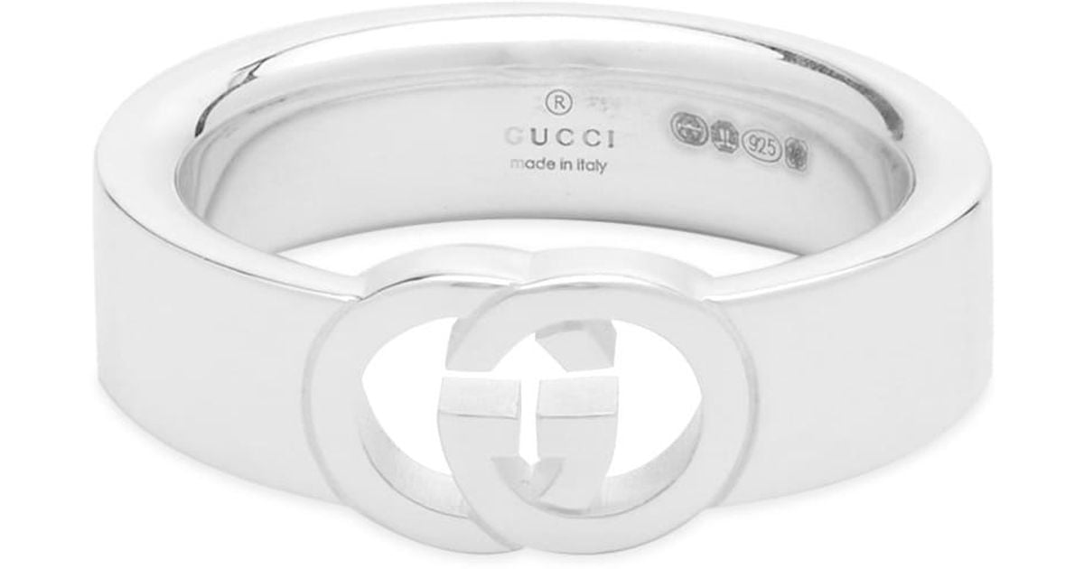 Gucci Interlocking G Ring in White | Lyst