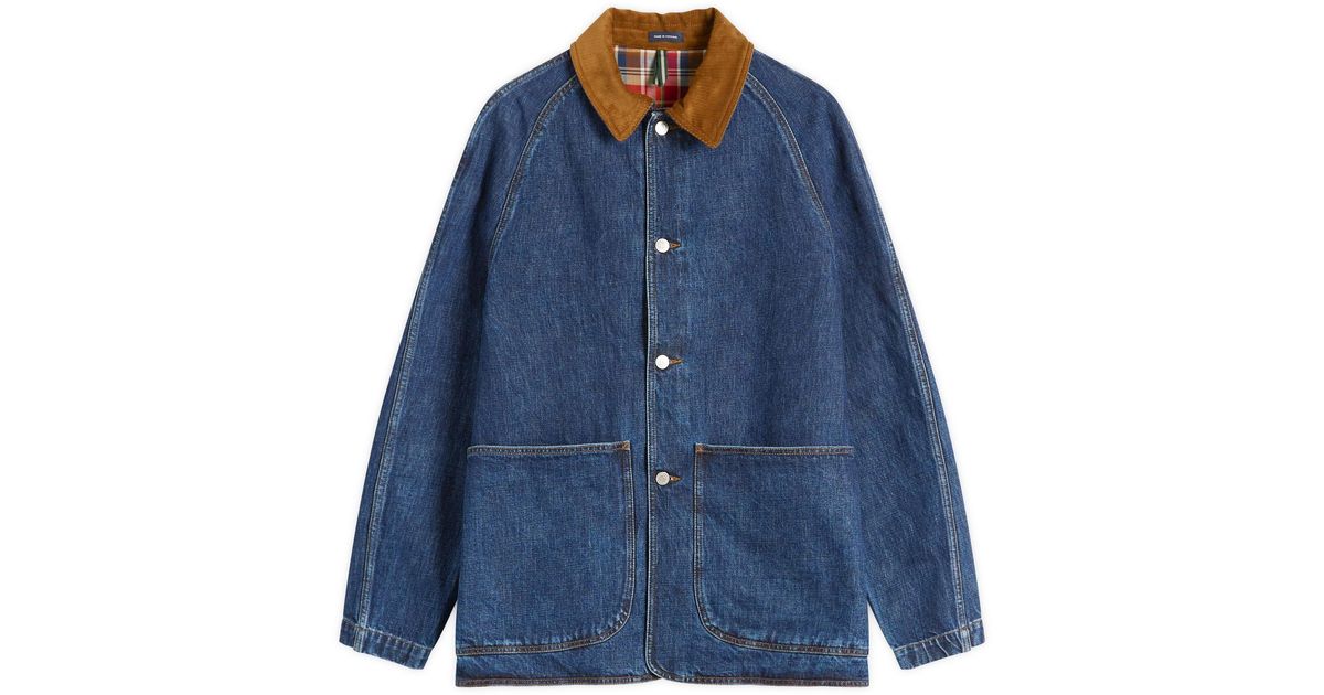Drake's Three Pocked Denim Chore Jacket in Blue for Men | Lyst