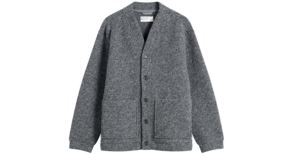 Universal Works Wool Fleece Advance Cardigan in Grey for Men | Lyst UK