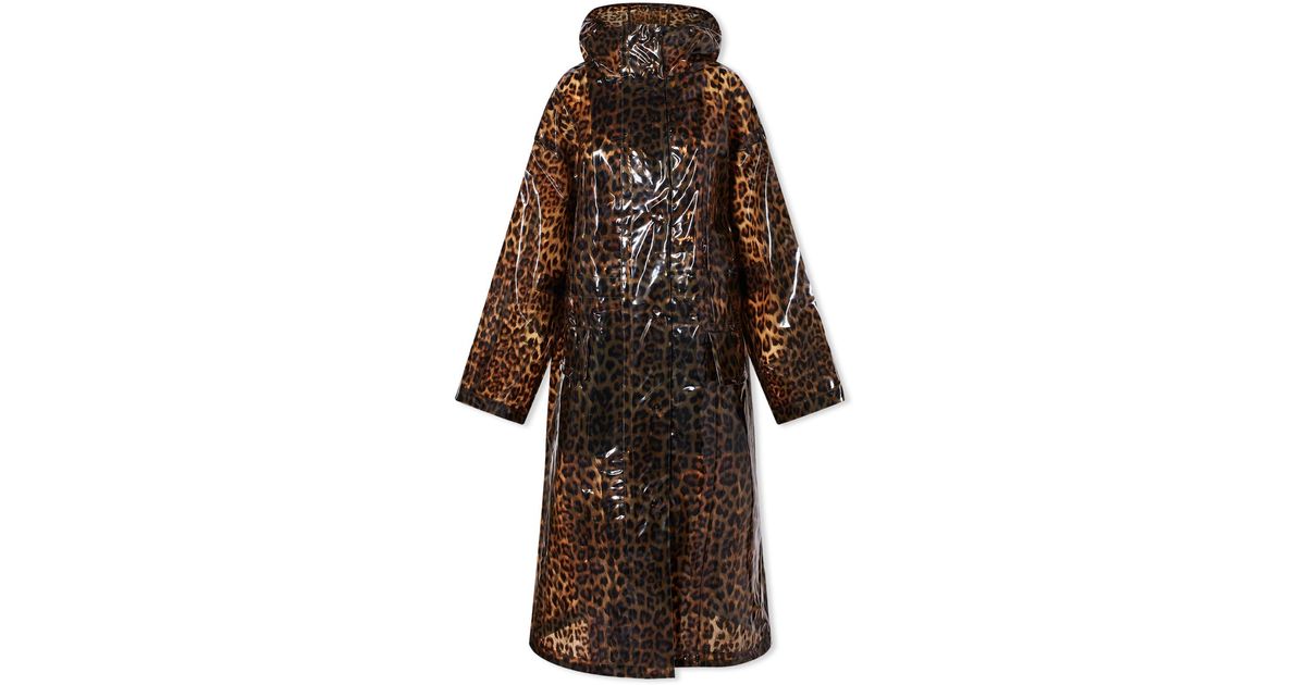 Stand Studio Sylvie Leopard Raincoat in Brown | Lyst UK