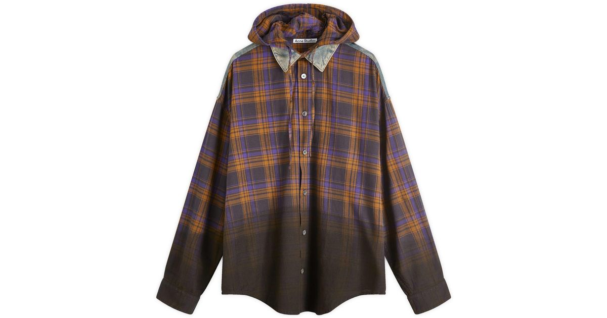 Acne Studios Saffia Washed Flannel Check Overshirt in Brown for Men | Lyst