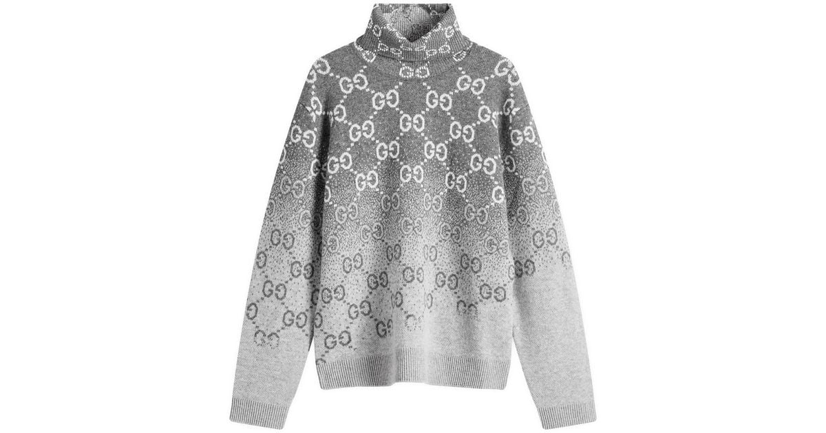 Gucci Gg Fade Turtle Neck Jumper in Gray for Men | Lyst