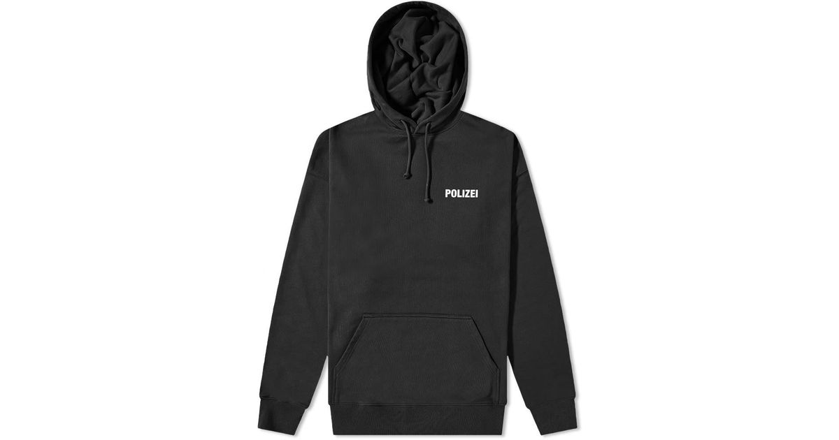 Vetements Polizei Popover Hoodie in Black for Men | Lyst