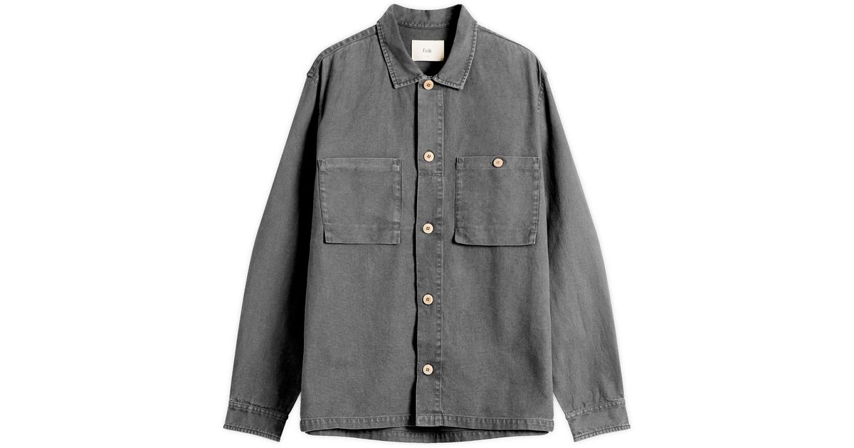 Folk Patch Overshirt in Grey for Men | Lyst Australia