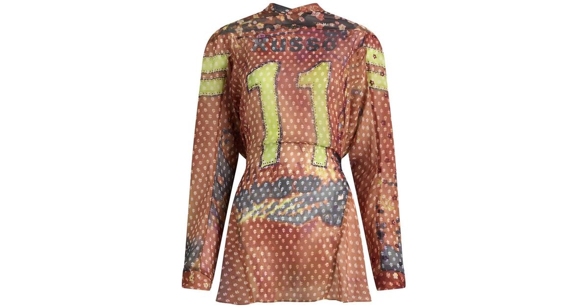 PAOLINA RUSSO Long Sleeve Short Dress in Red | Lyst UK