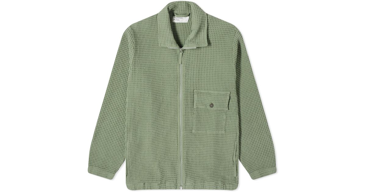 Universal Works Pike Waffle Track Jacket in Green for Men | Lyst UK