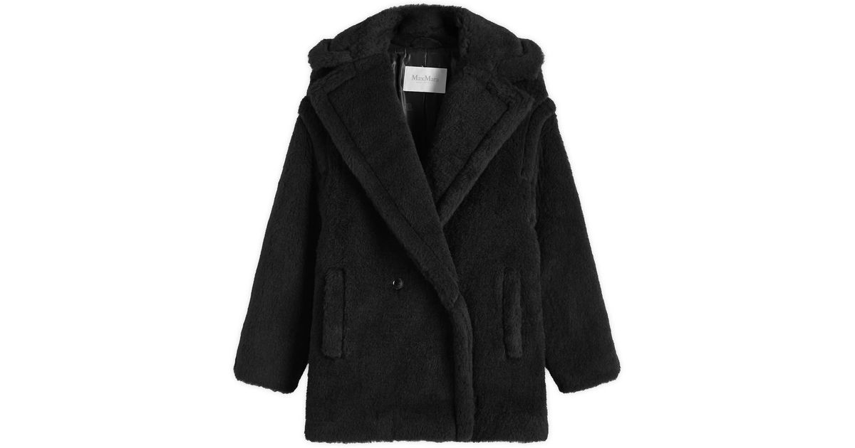 Max Mara Fuxia Oversized Fluffy Coat in Black | Lyst