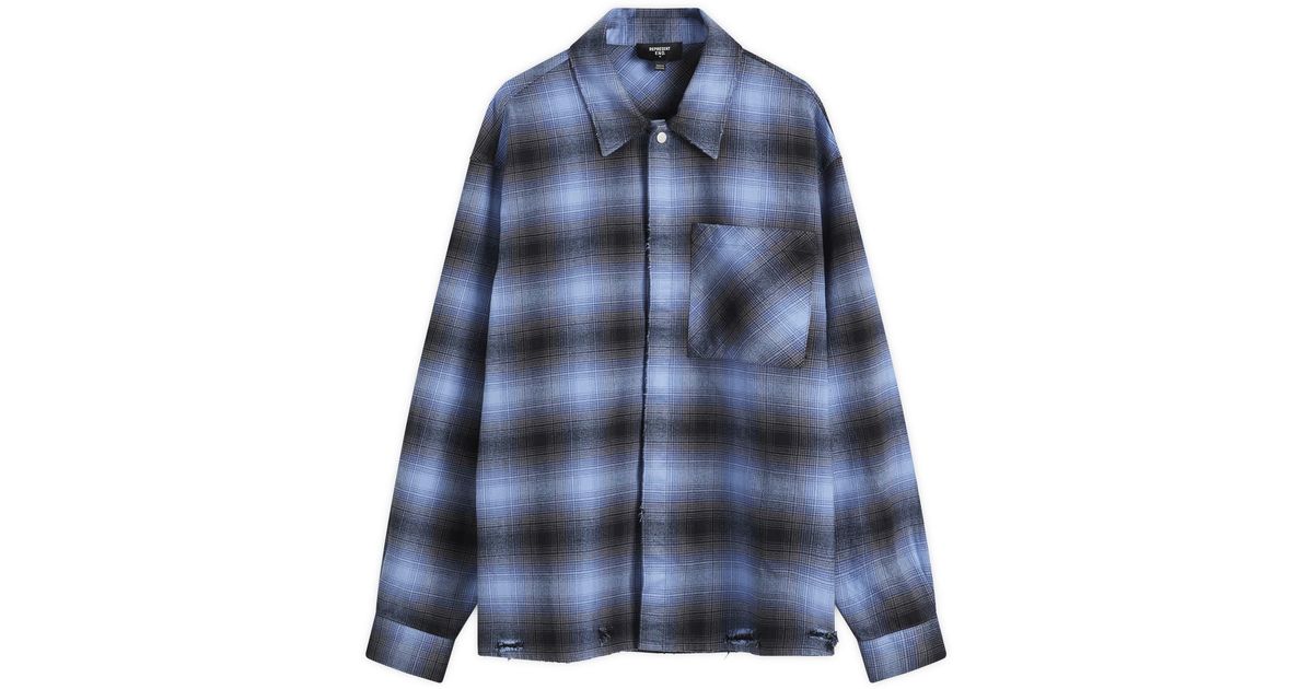 Represent End. X Distressed Flannel Shirt in Blue | Lyst UK