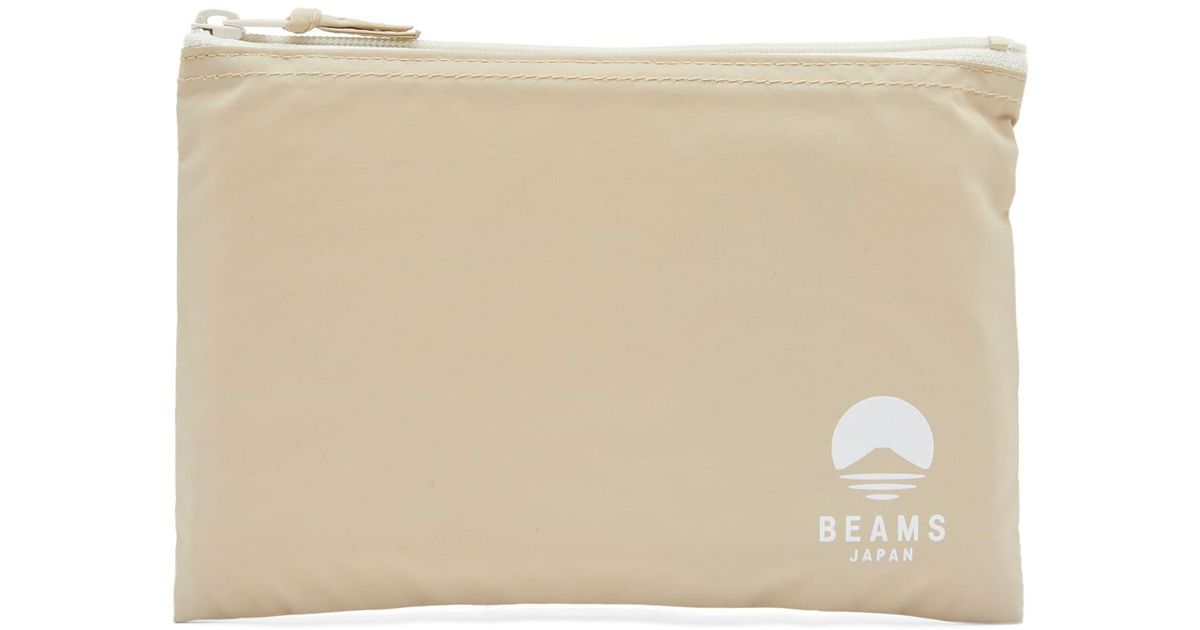BEAMS Japan Logo A5 Flat Pouch in Natural | Lyst