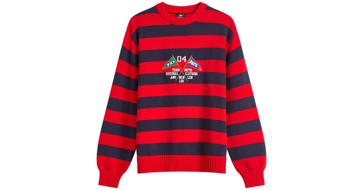 PATTA Stripe Flag Knit Jumper in Red for Men | Lyst UK