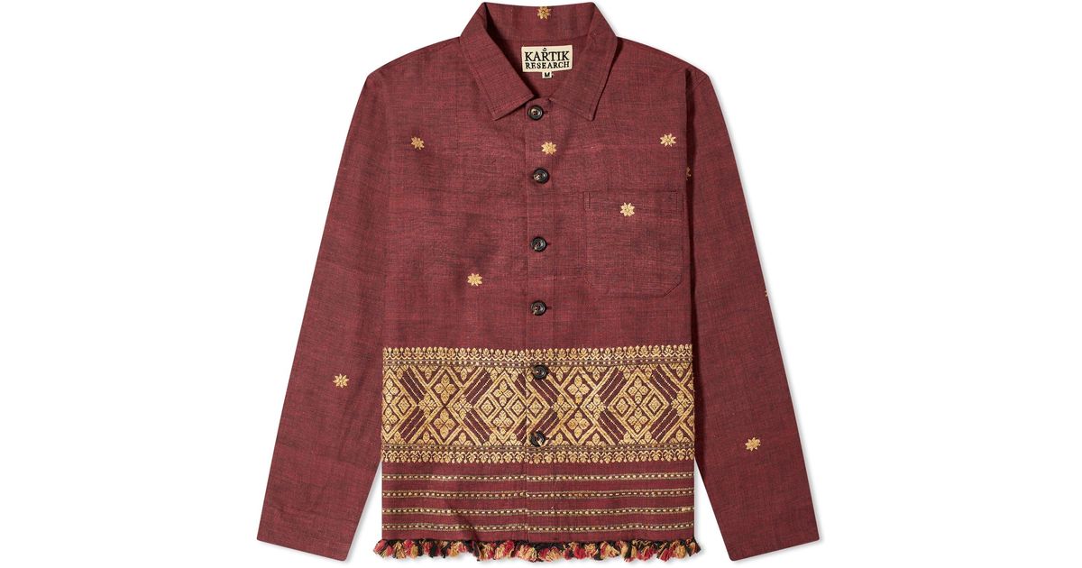 Kartik Research Assamese Weave Jacket Raja in Red for Men | Lyst