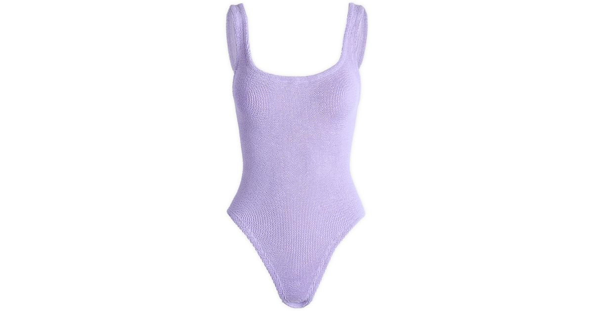 Hunza G Square Neck Swimsuit in Purple | Lyst