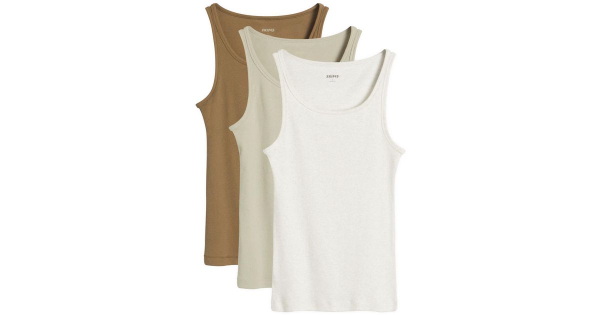 Skims Rib Tank 3-Pack in Natural for Men | Lyst