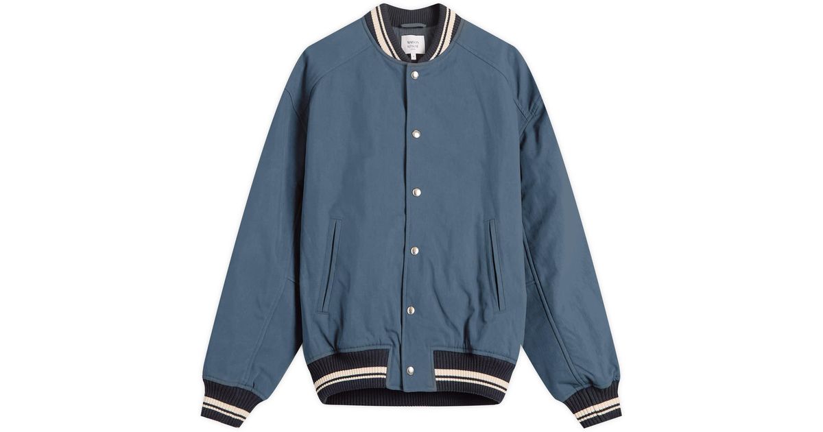 Maison Kitsuné Back Logo Teddy Jacket in Blue for Men | Lyst