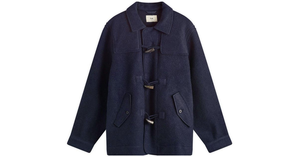 Folk Duffle Coat in Blue for Men | Lyst