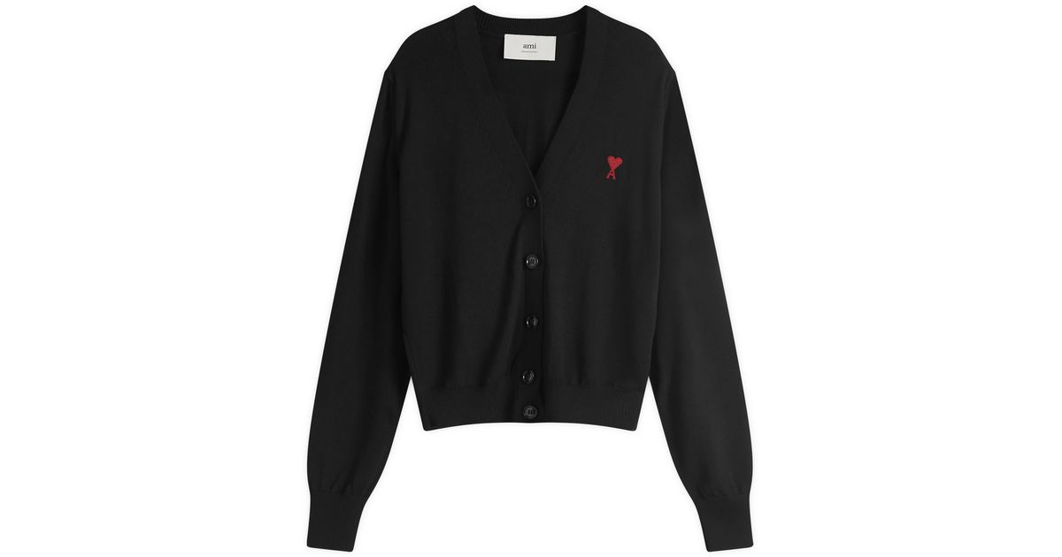 Ami Paris Small Adc Cardigan in Black | Lyst