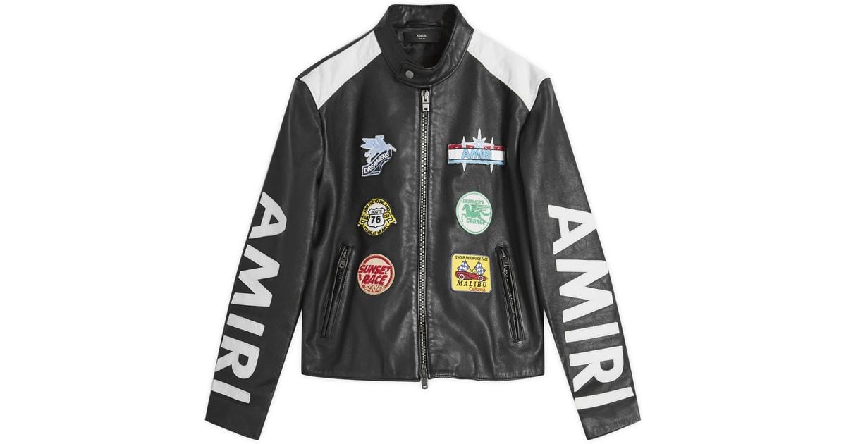 Amiri Patch Racer Jacket in Gray for Men | Lyst