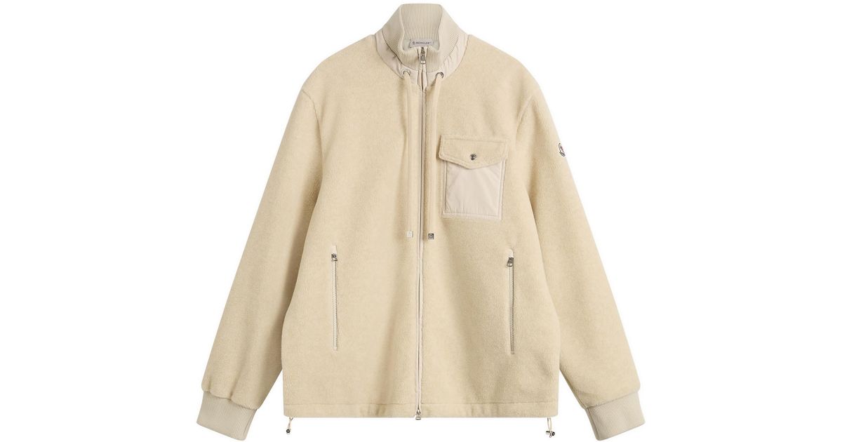 Moncler Teddy Fleece Zip Up Fleece in Natural for Men | Lyst UK