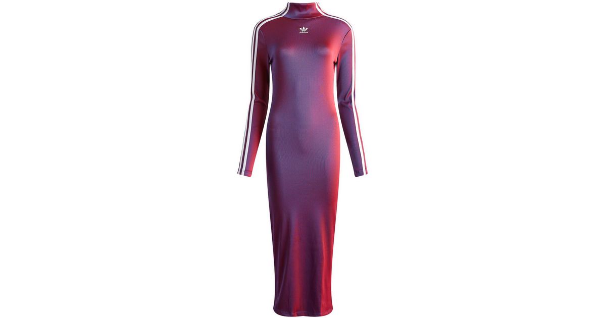 adidas Rasant Ribbed Longsleeve Dress in Purple | Lyst